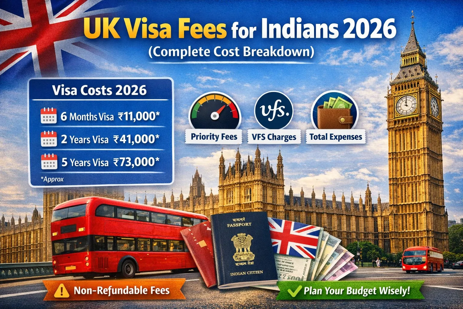 UK Visa Fees for Indians 2026 – Complete UK Visitor Visa Cost Breakdown